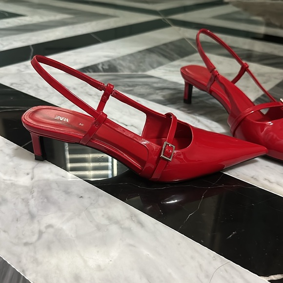 Zara | Shoes | Zara Red Kitten Heels | Poshmark